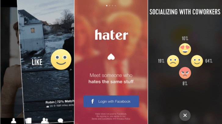 Hater, l'applicazione per trovare le persone che odiano le stesse cose