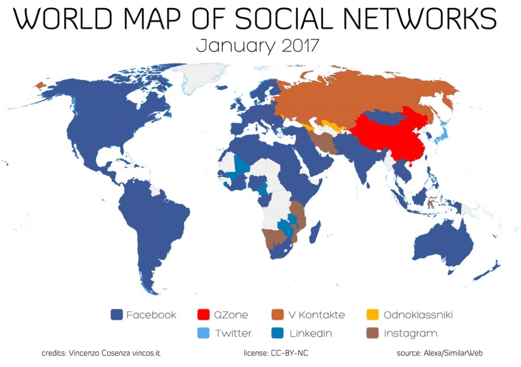 Il mondo dei social: ecco la mappa che ci indica la loro diffusione nel ...
