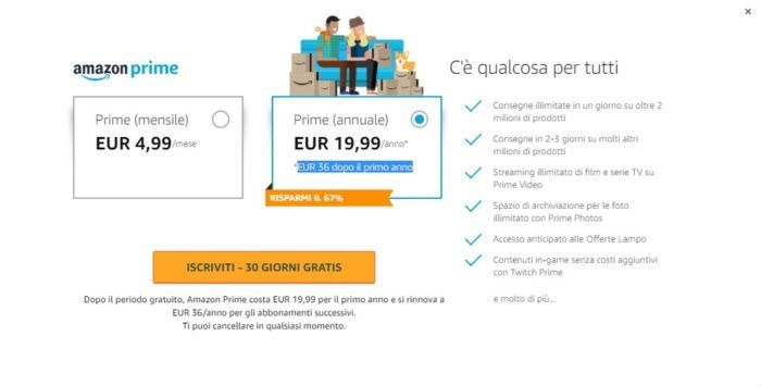 Amazon Prime: grossi aumenti per il costo dell'abbonamento annuale e nuovi piani mensili