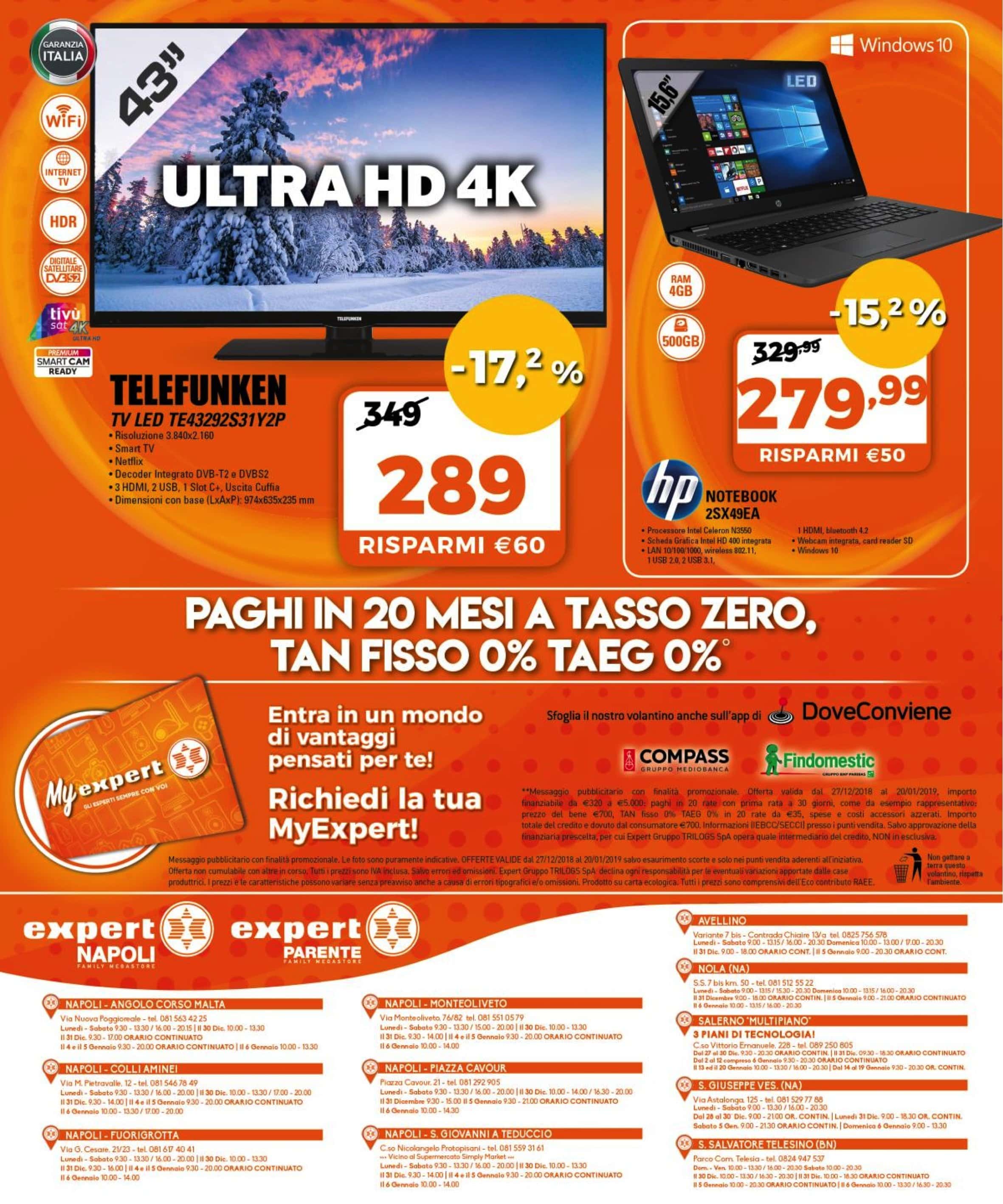 Volantino Expert: arriva il metà prezzo su TV, smartphone , PC e accessori