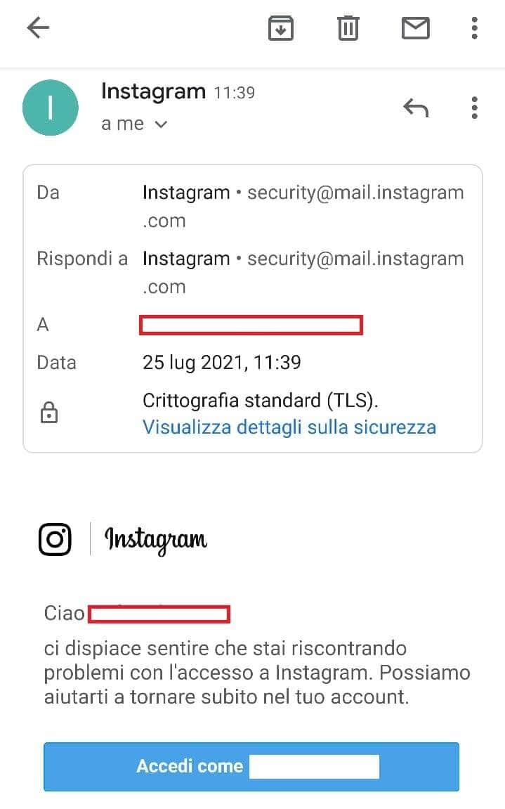 Instagram: in circolazione una nuova mail di phishing difficilissima da ...