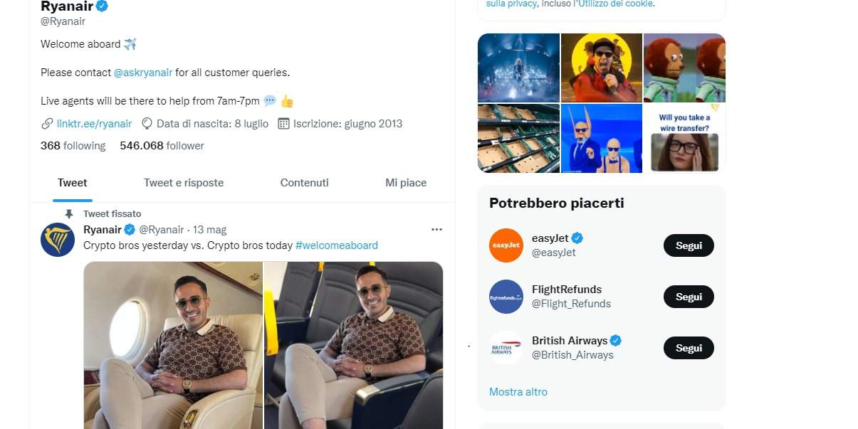 Ryanair Vs Musk, il meme sulle criptovalute diventa virale - TecnoAndroid