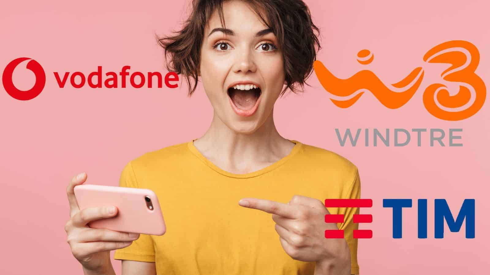WindTre, Vodafone e TIM offrono 100 GB a meno di 10€ al mese
