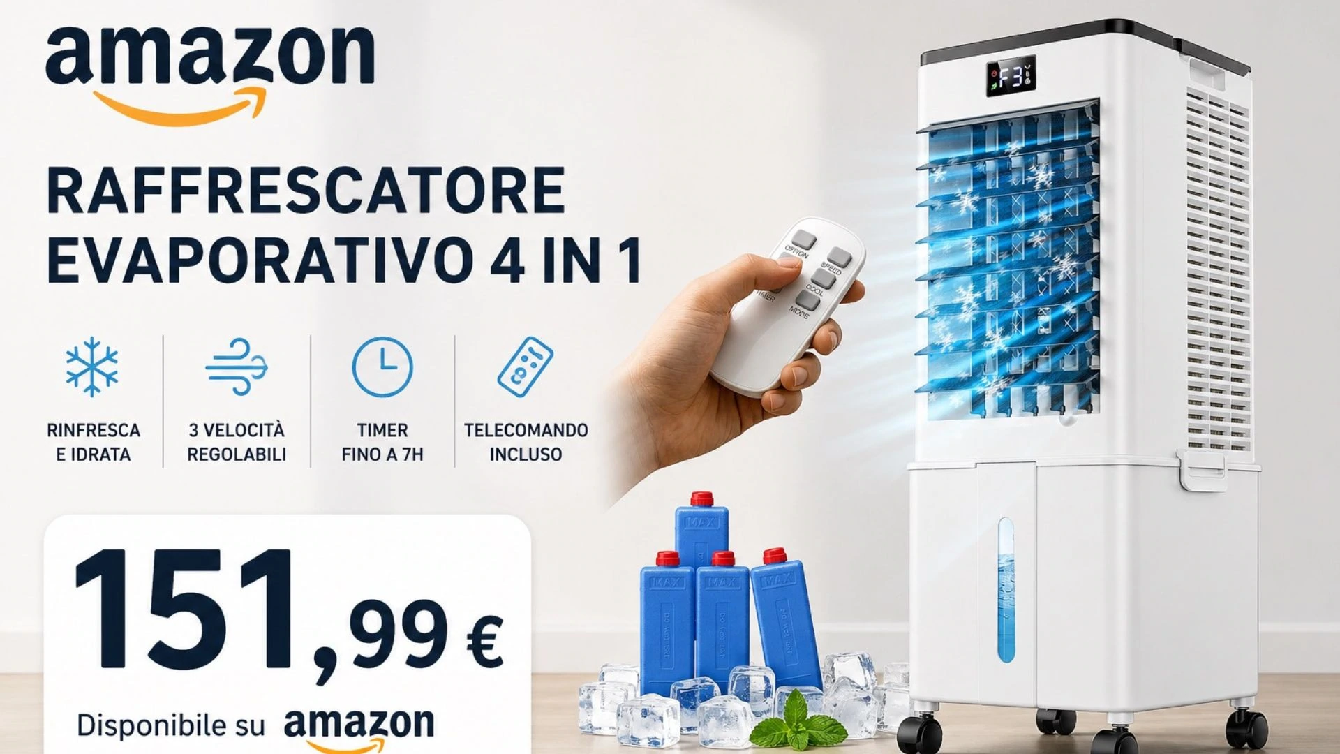 Condizionatore portatile senza tubo in offerta su Amazon: fresco a 151 ...